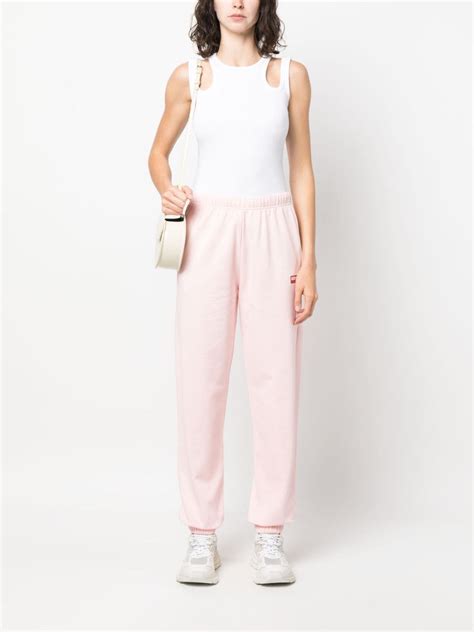 Kenzo Logo Embroidered Cotton Track Pants Pink Farfetch