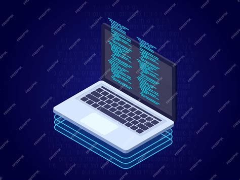 Premium Vector Software And Programming Program Code On Laptop Screen In Flat Isometric
