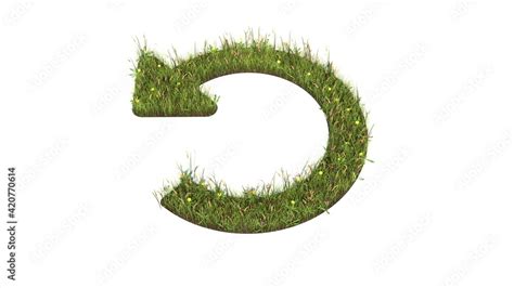 3d Rendered Grass Field Of Symbol Of Undo Alt Isolated On White