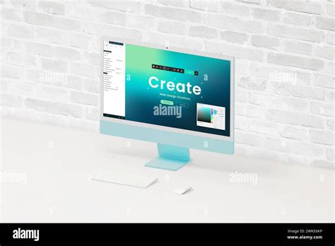 Modern Computer Screen Displays Online Website Creator Interface With Editor And Color Palette