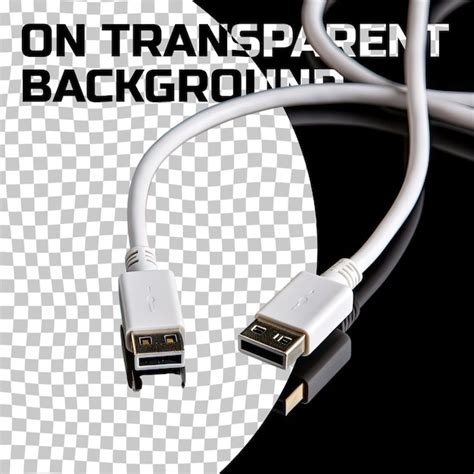Premium PSD Transparent Micro Usb To Usb Cable Isolated On Black