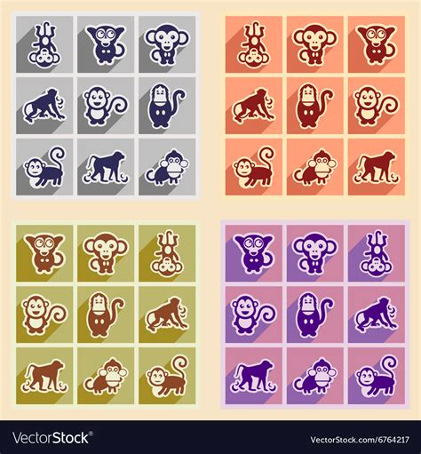 Set Flat Icons With Long Shadow Royalty Free Vector Image