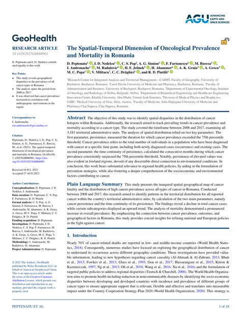 Pdf The Spatial‐temporal Dimension Of Oncological Prevalence And