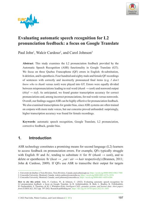 Pdf Evaluating Automatic Speech Recognition For L2 Pronunciation