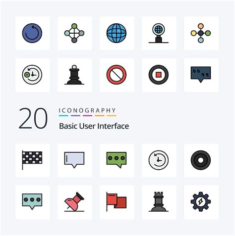 premium vector 20 basic line filled color icon pack like comment user