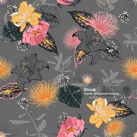 피는 많은 종류의 식물 식물에서 달콤한 로맨틱 꽃과 잎 정원에서 아름 다운 완벽 한 패턴 모티브 벡터 텍스처 패션 섬유 웹 벽지 및 모든 지문에 대 한 디자인 곤충에 대한