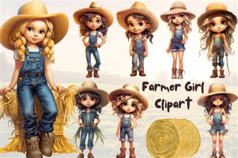 Farmer Girl Clipart Graphic By Creation By Hb · Creative Fabrica