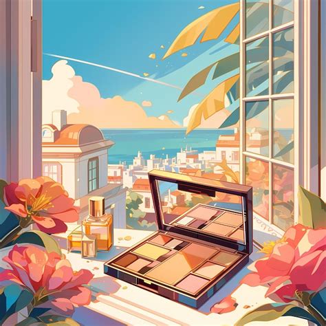 Premium Photo Elegant Window Makeup Palette View