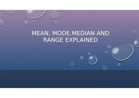 mean median mode ppt 69364 mean median mode range