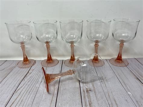 Pink Spiked Stem Wine Glasses Cristal Darques Durand Wine Goblets