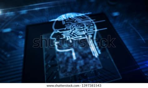 Artificial Intelligence Cybernetic Brain Analysing Deep Stock