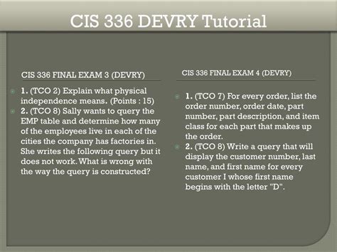 PPT CIS 336 DEVRY Tutorial Cis336dotcom PowerPoint Presentation
