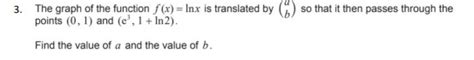 Solved The Graph Of The Function F X Lnx Is Translated By Chegg