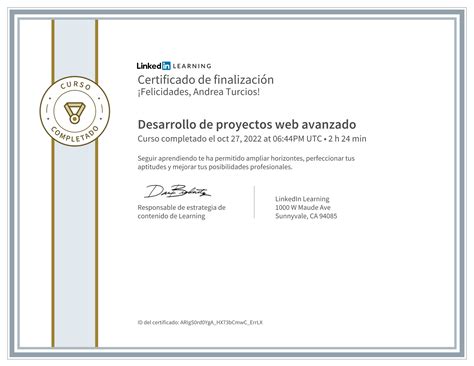 Andrea Turcios En Linkedin Certificate Of Completion