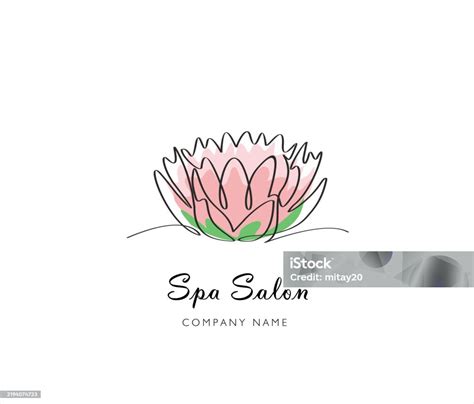 흰색 배경에 고립 된 연꽃의 연속적인 한 선 그림입니다 스파 살롱 컨셉 아름다움 또는 스파 살롱 로고와 칸막이 개념은 간단한 선형 스타일입니다 0명에 대한 스톡 벡터 아트