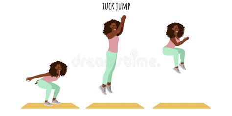 Young Woman Doing Tuck Jump Exercise Stock Illustration Illustration