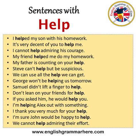 Sentences With Help Help In A Sentence In English Sentences For Help