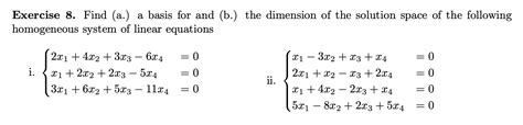 Solved Exercise Find A A Basis For And B The Chegg Com