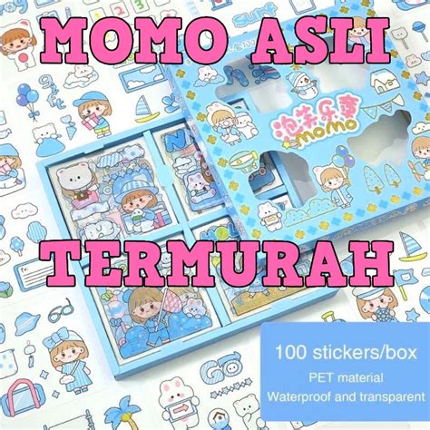 Jual Sticker Waterproof Sticker Momo Dapat Box Isi 100 Lembar Shopee