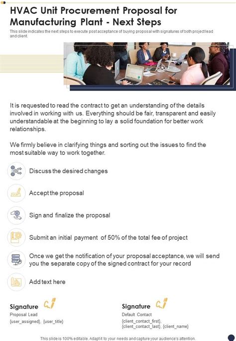 Hvac Unit Procurement Proposal For Manufacturing Plant Next Steps One Pager