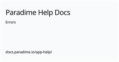 Errors Paradime Help Docs