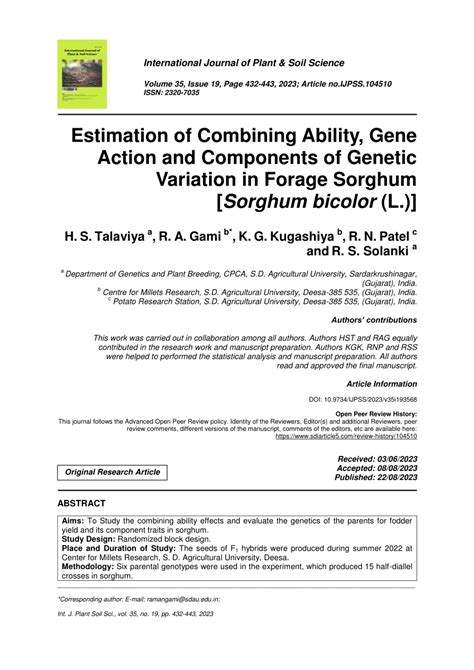 Pdf Estimation Of Combining Ability Gene Action And Components Of