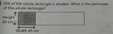 solved 15 of the whole rectangle is shaded what is the perimeter of
