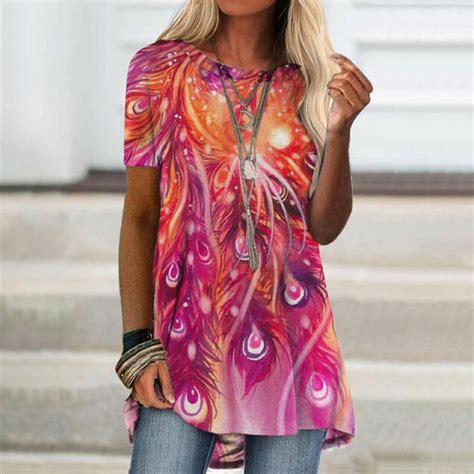 Купити Жіноча жіноча футболка з геометричним принтом з коротким рукавом базова вінтажна сорочка