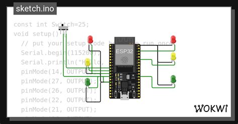 2 Way Traffic Led With Switch Wokwi Esp32 Stm32 Arduino Simulator