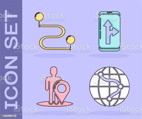 지구본의 위치 경로 위치 사람의 실루엣이 있는 지도 마커 및 도시 지도 탐색 아이콘의 인포그래픽을 설정합니다 벡터 개념에 대한