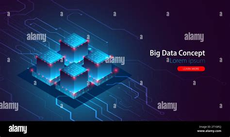 Isometric Big Data Flow Processing Concept Database Abstract Technology Background Vector