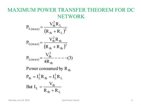 Max Power Transfer Theorem Dc Network Revised Pptx