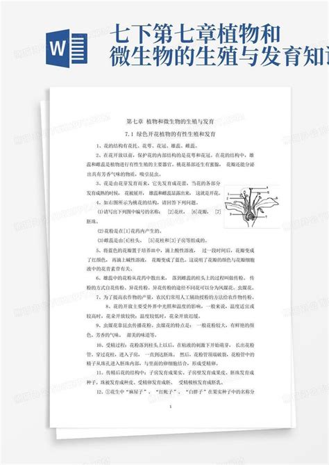 七下第七章植物和微生物的生殖与发育知识点word模板下载编号qogmvxek熊猫办公