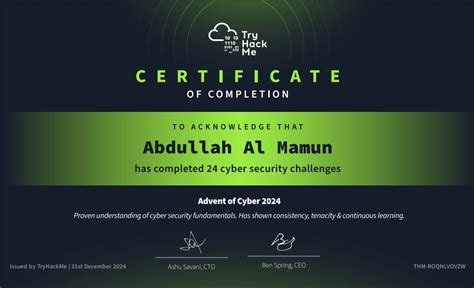 Abdullah Al M On Linkedin Tryhackme Adventofcyber2024 Cybersecurity