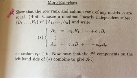 Solved Show That The Row Rank And Column Rank Of Any Matrix