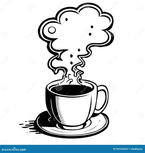 Cup Of Coffee On A Saucer Hand Drawn Sketch Vector Illustration Stock