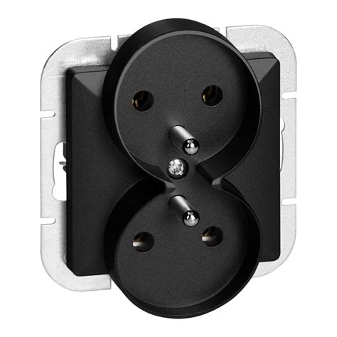 Gniazdo Podwójne P T 2x2p Z Pearl 16a 250v Pt 6 Pr Czarny