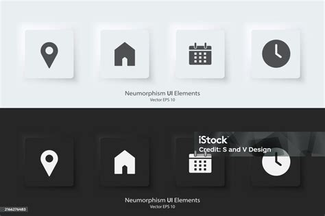 약속 표시 약속 기호가 있는 흑백 사각형 단추 집합입니다 위치 주소 날짜 및 시간 아이콘 웹사이트 인터페이스 및 모바일 앱을 위한 3d 뉴모피즘 디자인 스타일 Ui Ux 0