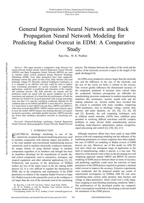 Pdf General Regression Neural Network And Back Propagation Neural Network Modeling For