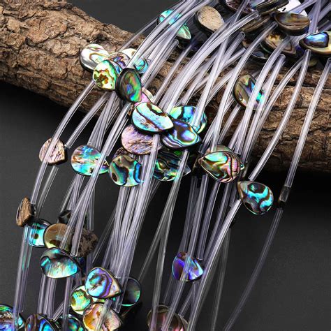 Real Natural Abalone Shell Beads Mermaid Shards Side Drilled Teardrop Intrinsic Trading