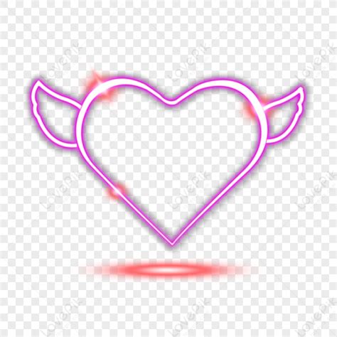 보라색 날개 발렌타인 사랑 일러스트 심장 네온 조명 효과낭만적 인 Png 일러스트 무료 다운로드 Lovepik