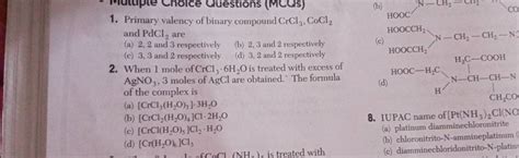 Primary Valency Of Binary Compound CrCl3 CoCl2 And PdCl2 Are Filo