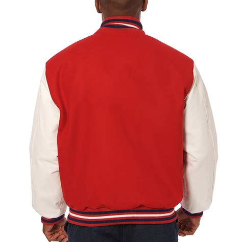 Two Tone Atlanta Falcons Red And White Varsity Jacket Jacket Makers