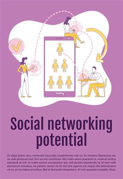 Social Networking Potential Poster Flat Silhouette Vector Template Smm