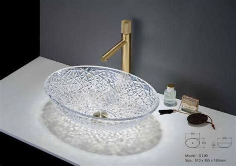 Luxury Crystal Glass Sink Bathroom Round Colorful Vessel Art Tempered