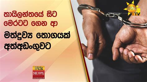තායිලන්තයේ සිට මෙරටට ගෙන ආ මත්ද්‍රව්‍ය තොගයක් අත්අඩංගුවට Hiru News Youtube