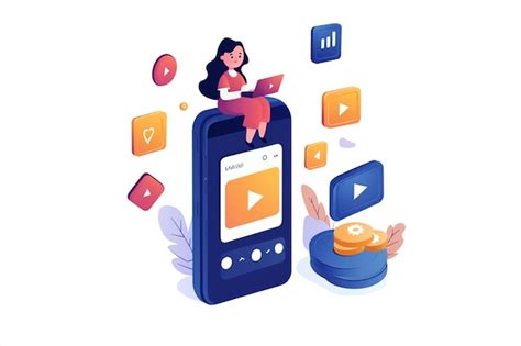 App Featuring Video Content With Characters Premium Ai Generated Vector