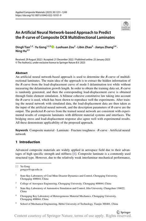An Artificial Neural Network Based Approach To Predict The R Curve Of Composite Dcb