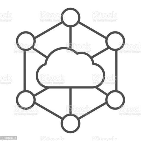 데이터 클라우드 가는 선 아이콘입니다 컴퓨터 저장 벡터 그림 흰색에 격리 웹 및 앱을 위해 설계된 데이터 센터 개요 스타일 디자인 Eps 10 10에 대한 스톡 벡터 아트