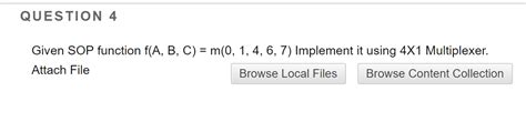 Solved Question 4 Given Sop Function Fa B C M0 1